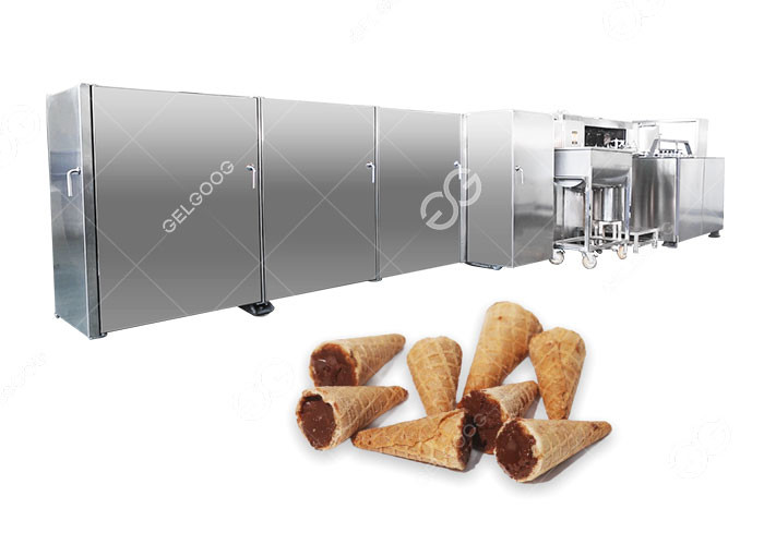 5000pcs/h Bite Sized Waffle Cone Filled Chocolate Production Line Fully ...